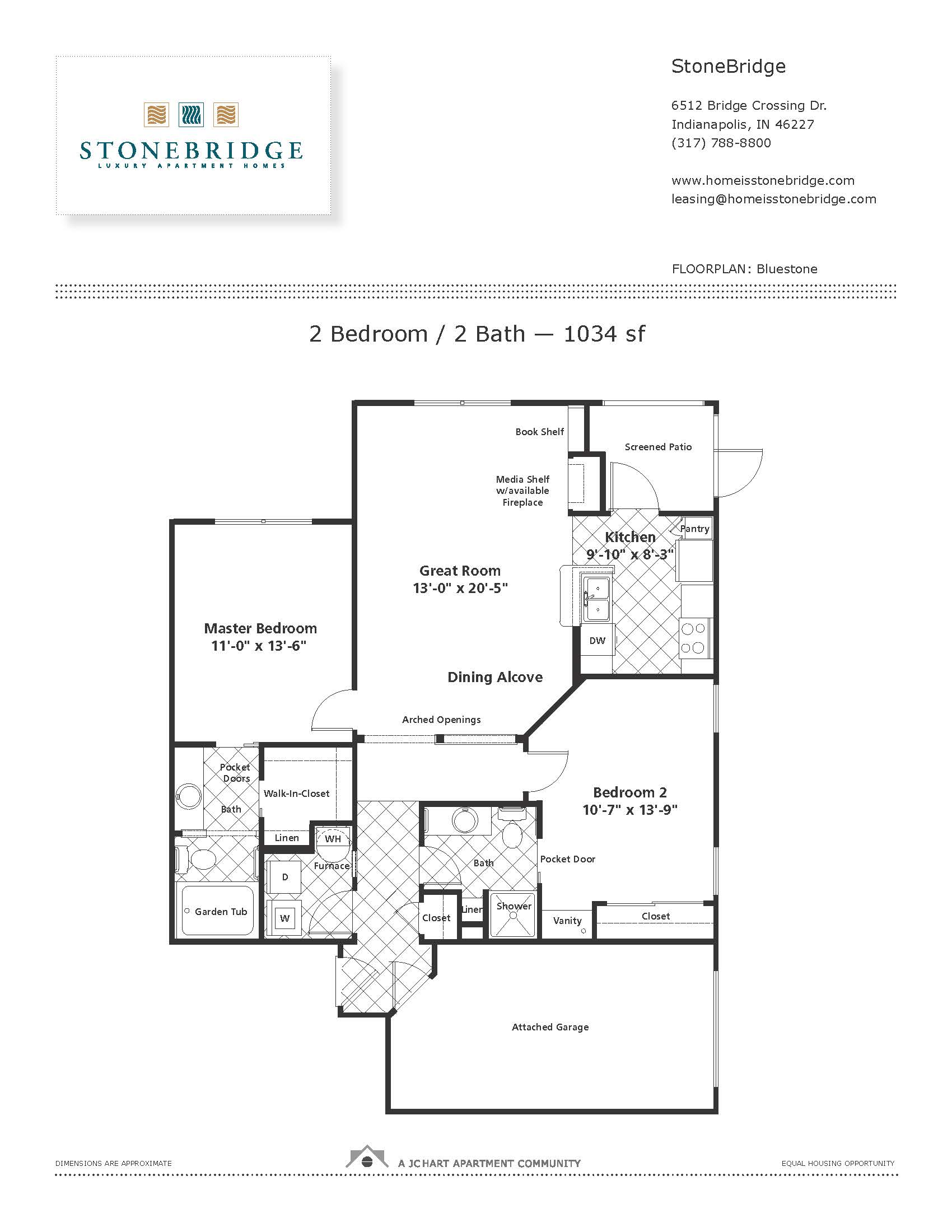 Bluestone 1 2 Bedroom Floor Plan | StoneBridge Luxury Apartment Homes