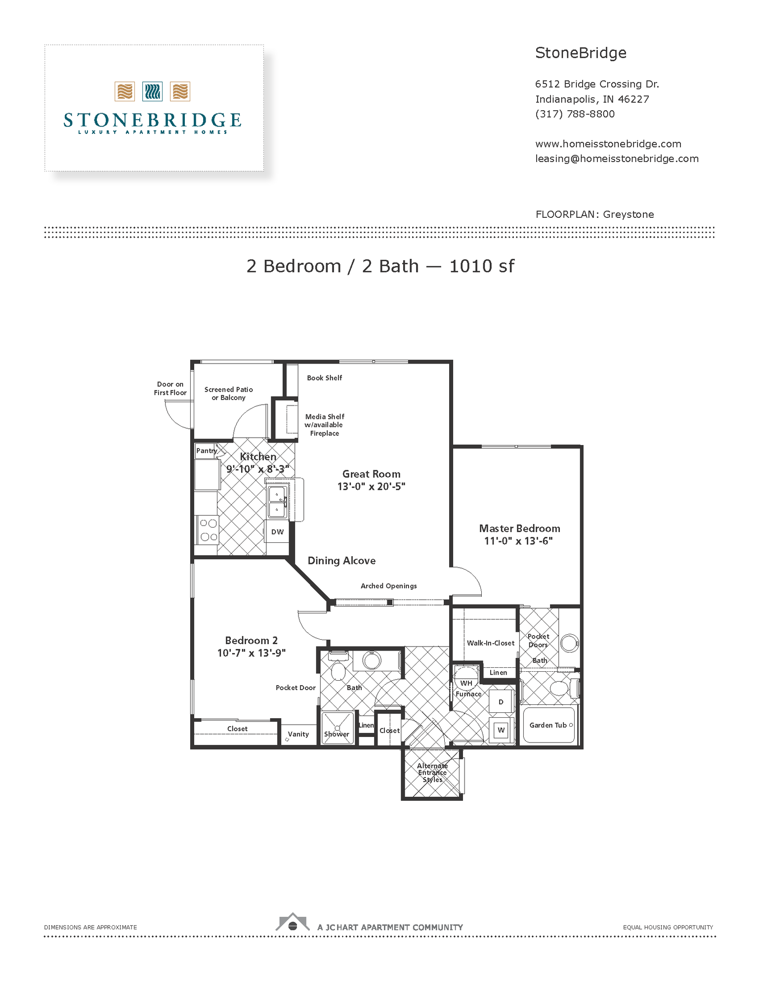 Greystone 1-2 2 Bedroom Floor Plan | StoneBridge Luxury Apartment Homes